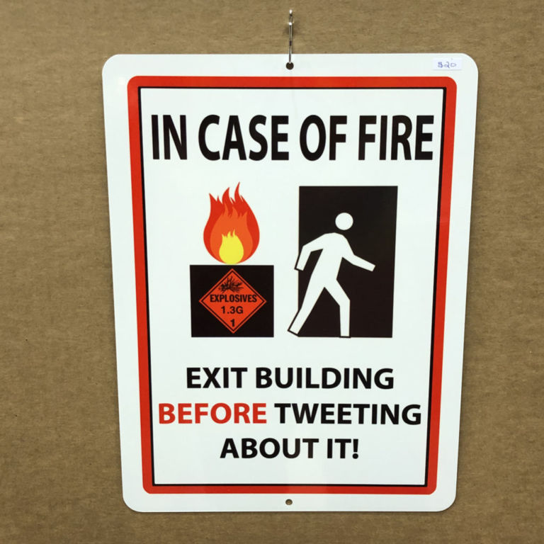 Pyro Parking Sign-In Case Of Fire | Glass House Store