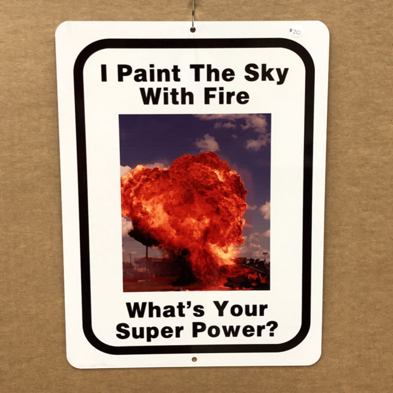 Pyro Parking Sign-Super Power | Glass House Store