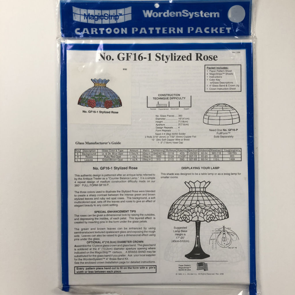 Worden GF16-1 Stylized Rose Lamp Pattern | Glass House Store