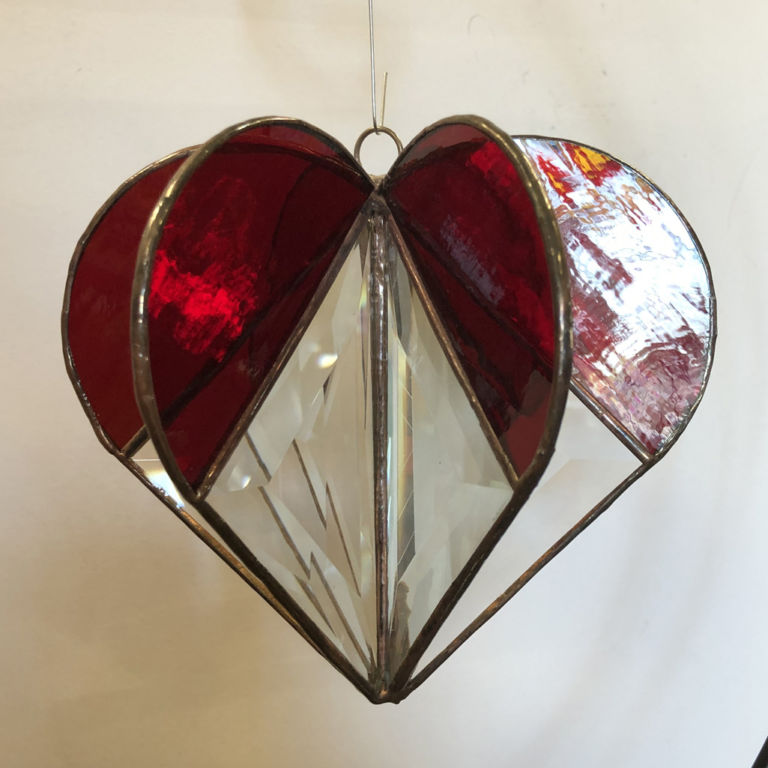 CFG242 L/R – Clear Small Heart Bevel Set | Glass House Store