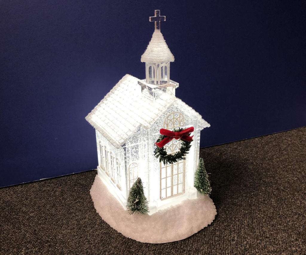 Lighted LED Shimmer Christmas Church