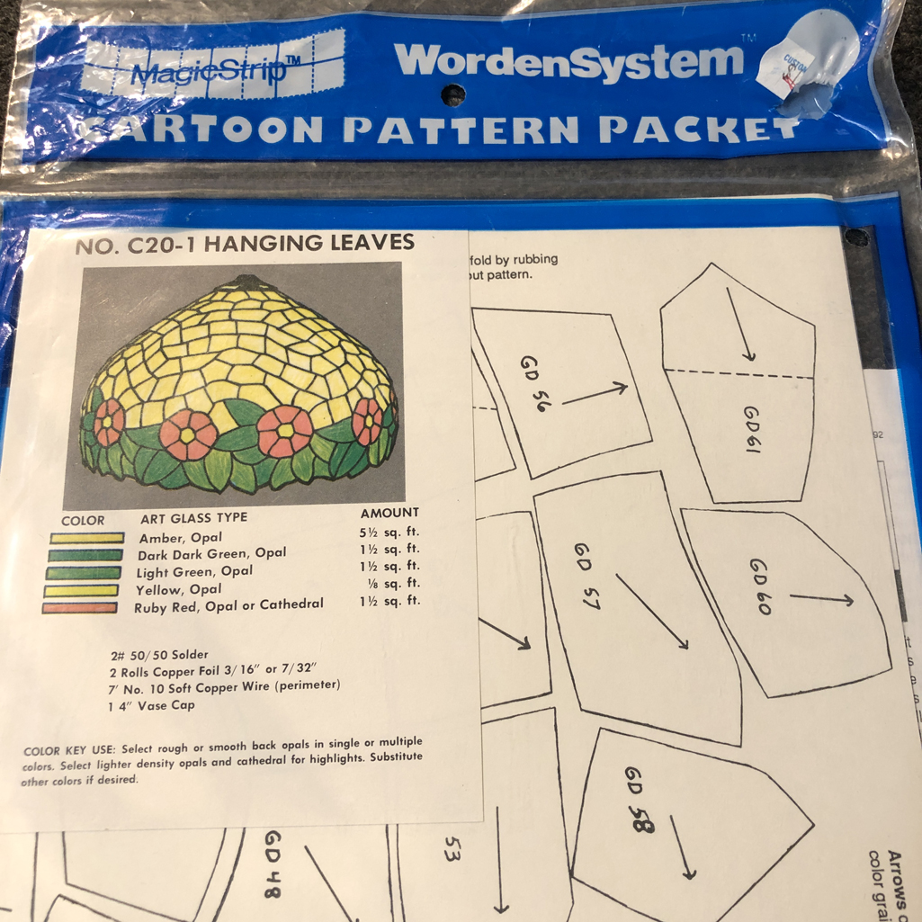 Worden C20-1 Hanging Leaves Lamp Pattern | Glass House Store