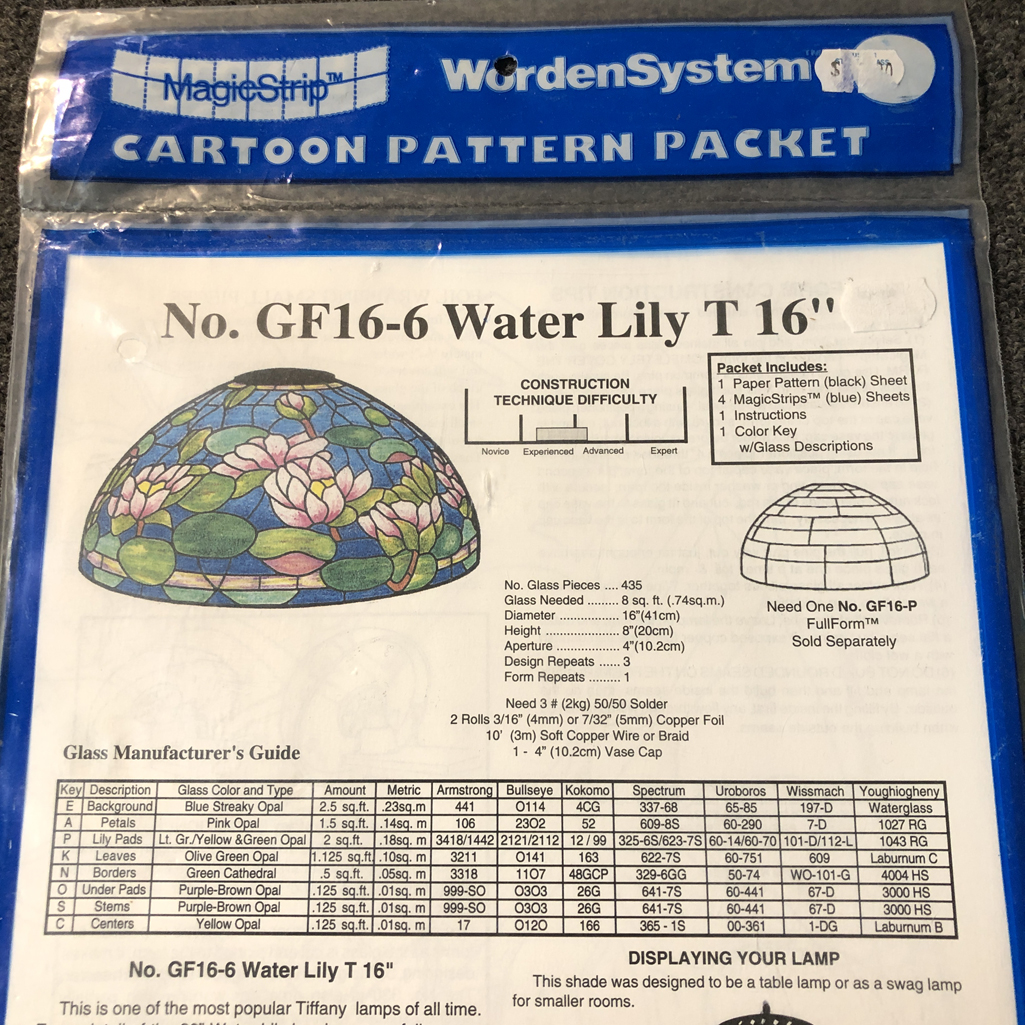 Worden GF16-6 Water Lily Lamp Pattern | Glass House Store