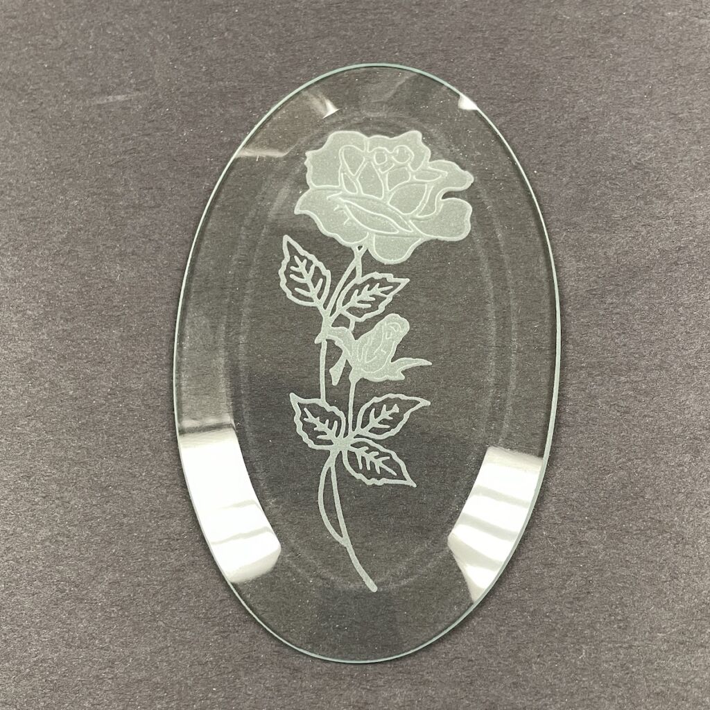 Engraved Clear Oval Bevel – #R350 Rose | Glass House Store
